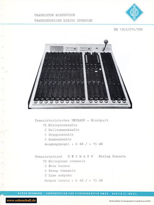 Echoschall-Bibliothek: Transistor Mischpulte (1963)